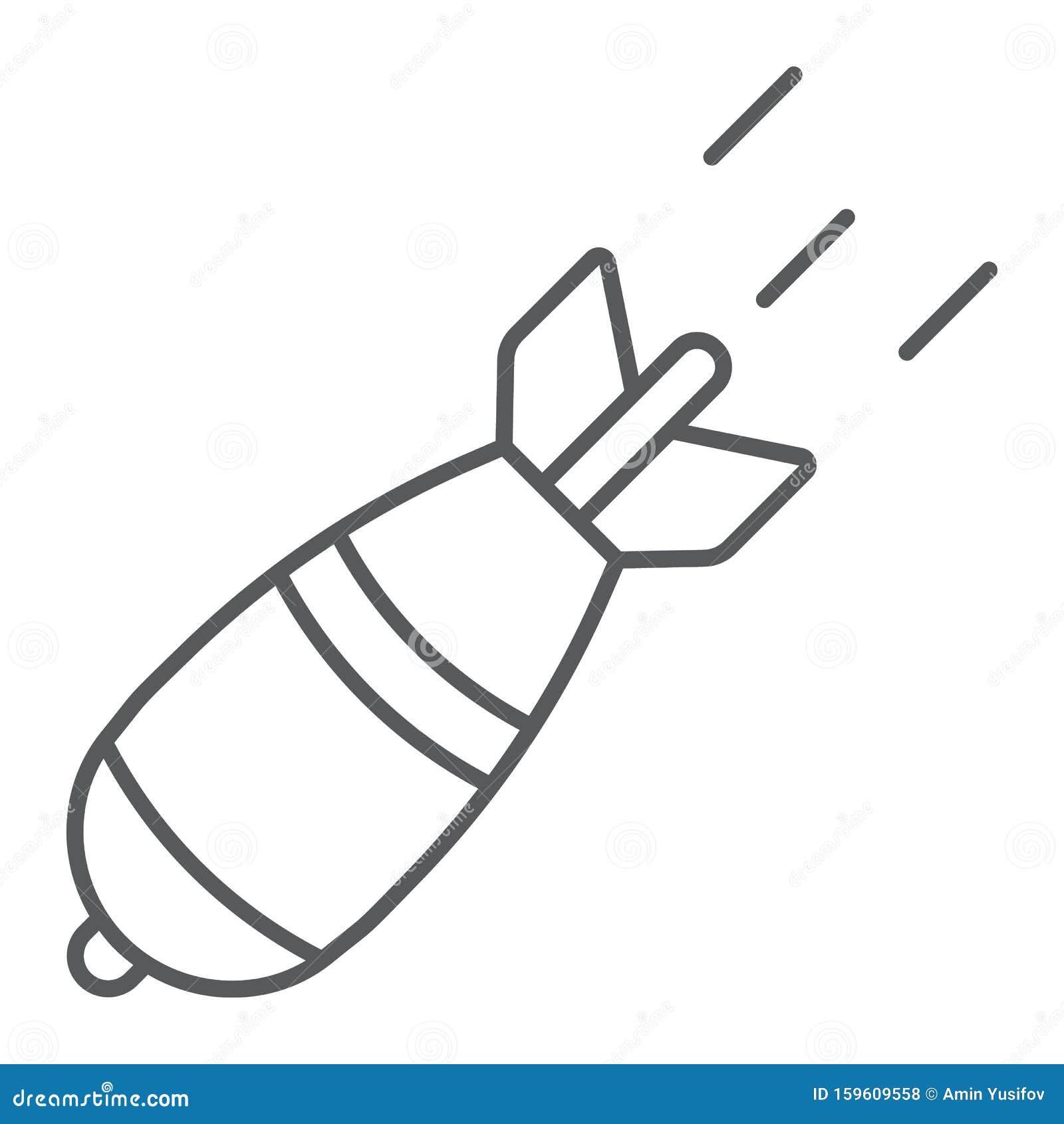 Atomic Bomb Thin Line Icon, Army and Military, Rocket Bomb Sign, Vector ...