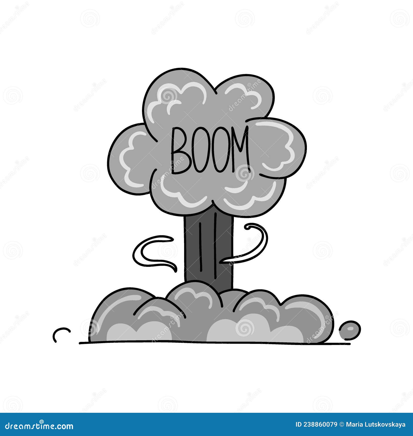 Atomic Boom Comic Explosion. Bomb Explosion, Meteorite Fall, Smoke ...