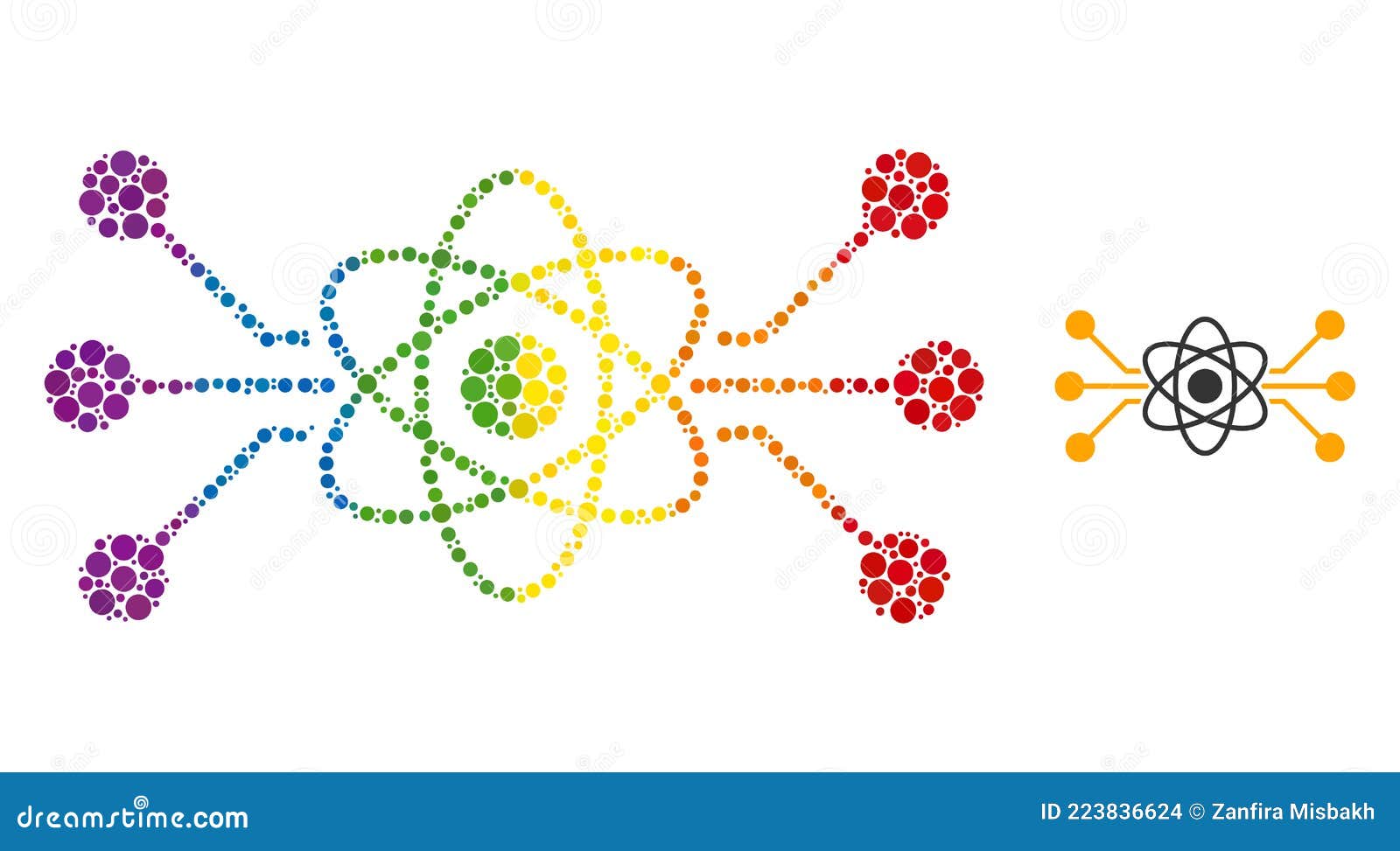 Spectrum Atomic Circuit Collage Icon of Spheres Stock Vector ...