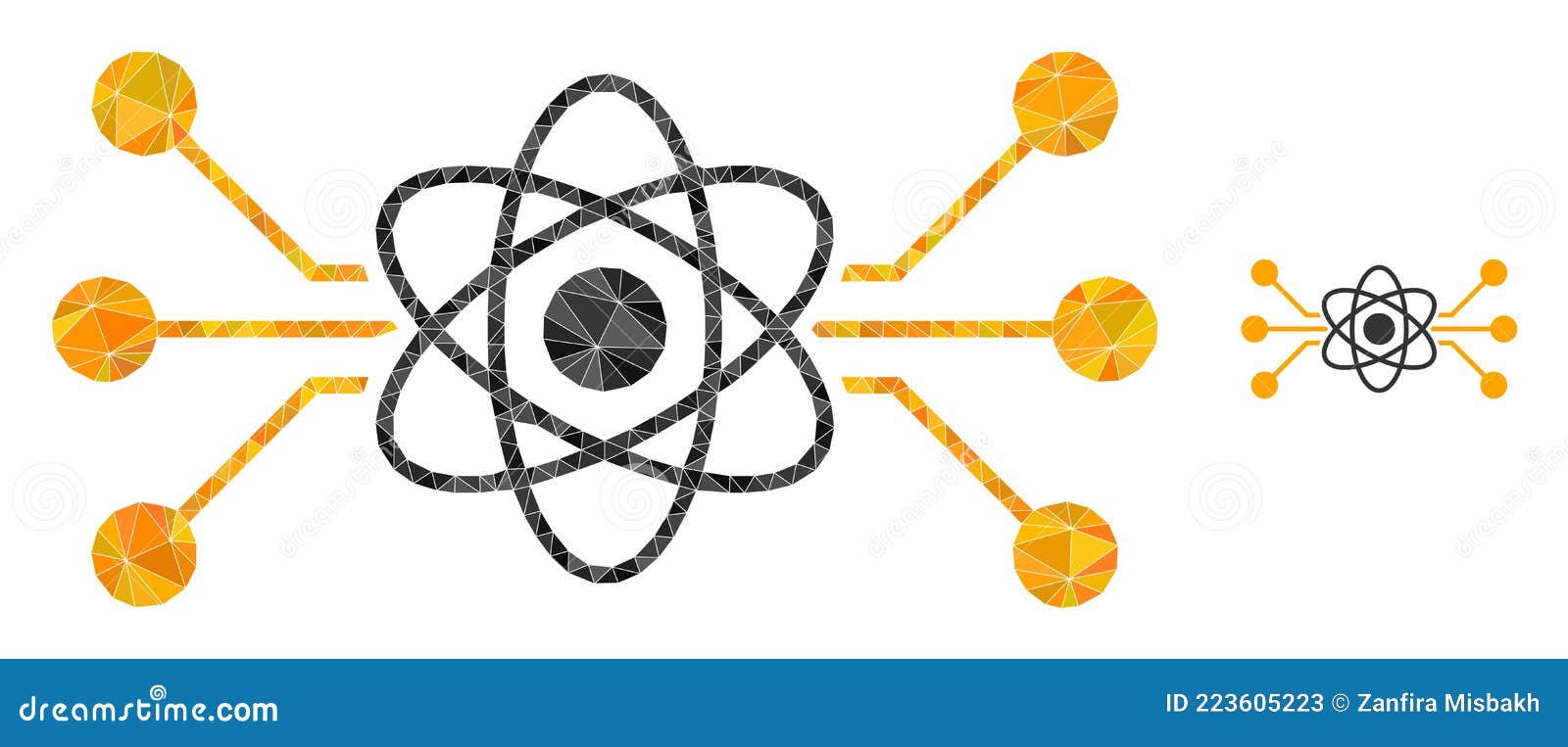 Atomic Circuit Triangle Lowpoly Flat Icon Stock Vector - Illustration ...