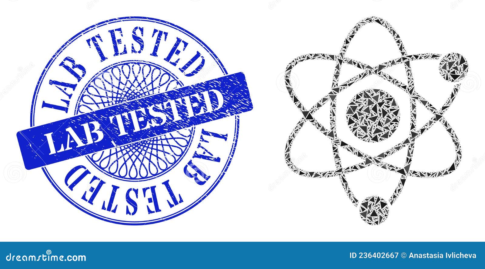 Rubber Lab Tested Badge and Triangle Atomic Mosaic Stock Vector ...