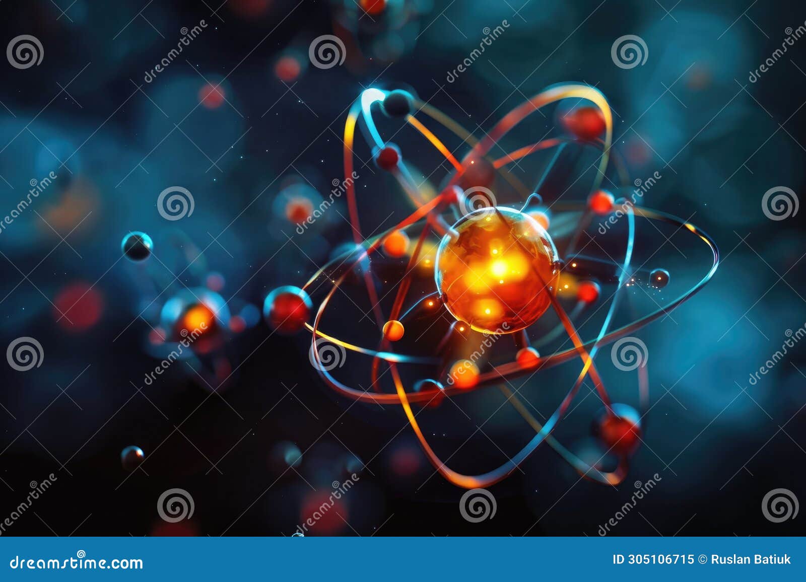 Atomic Dance: Subatomic Realm, Electrons, Neutrons, and Protons Orbit a ...