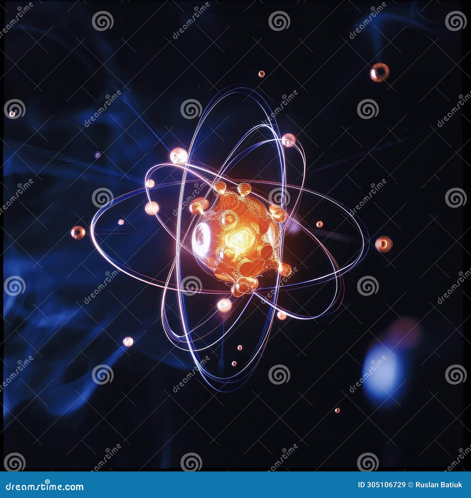 Atomic Dance: Subatomic Realm, Electrons, Neutrons, and Protons Orbit a ...