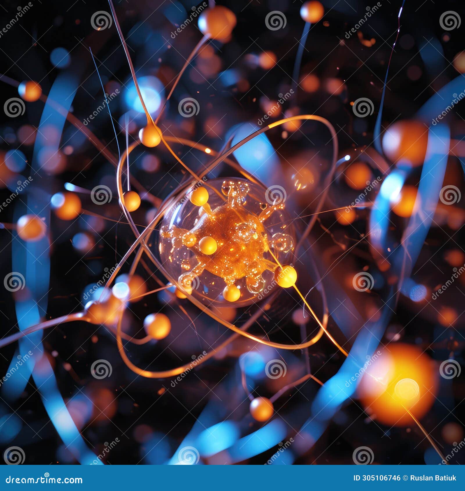 Atomic Dance: Subatomic Realm, Electrons, Neutrons, and Protons Orbit a ...