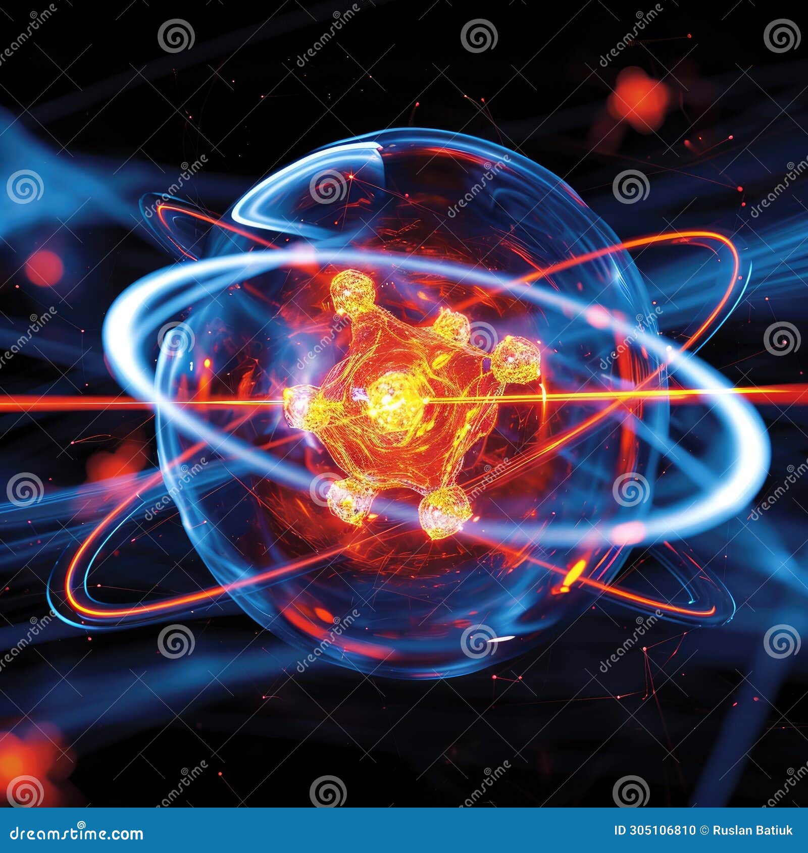 Atomic Dance: Subatomic Realm, Electrons, Neutrons, and Protons Orbit a ...