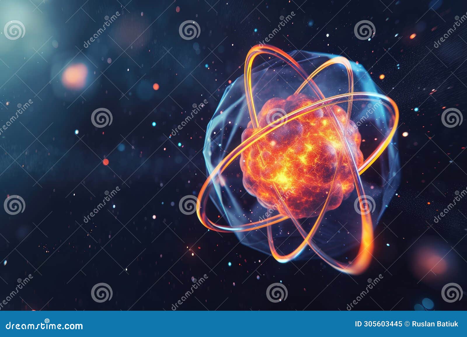 Atomic Dance: Subatomic Realm, Electrons, Neutrons, and Protons Orbit a ...