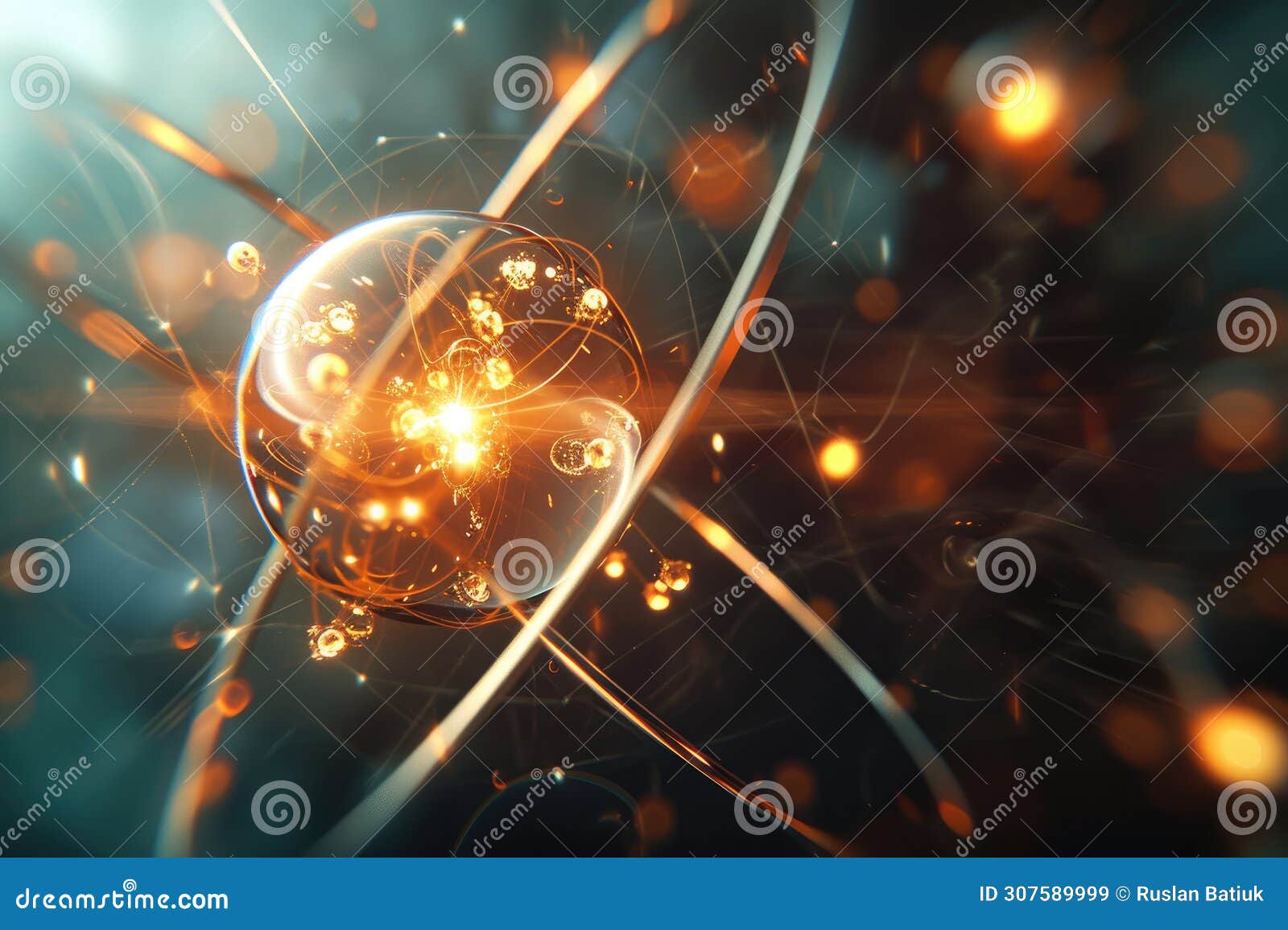 Atomic Dance: Subatomic Realm, Electrons, Neutrons, and Protons Orbit a ...