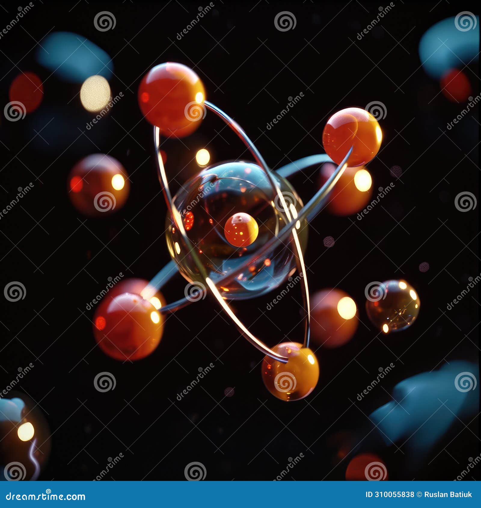 Atomic Dance: Subatomic Realm, Electrons, Neutrons, and Protons Orbit a ...