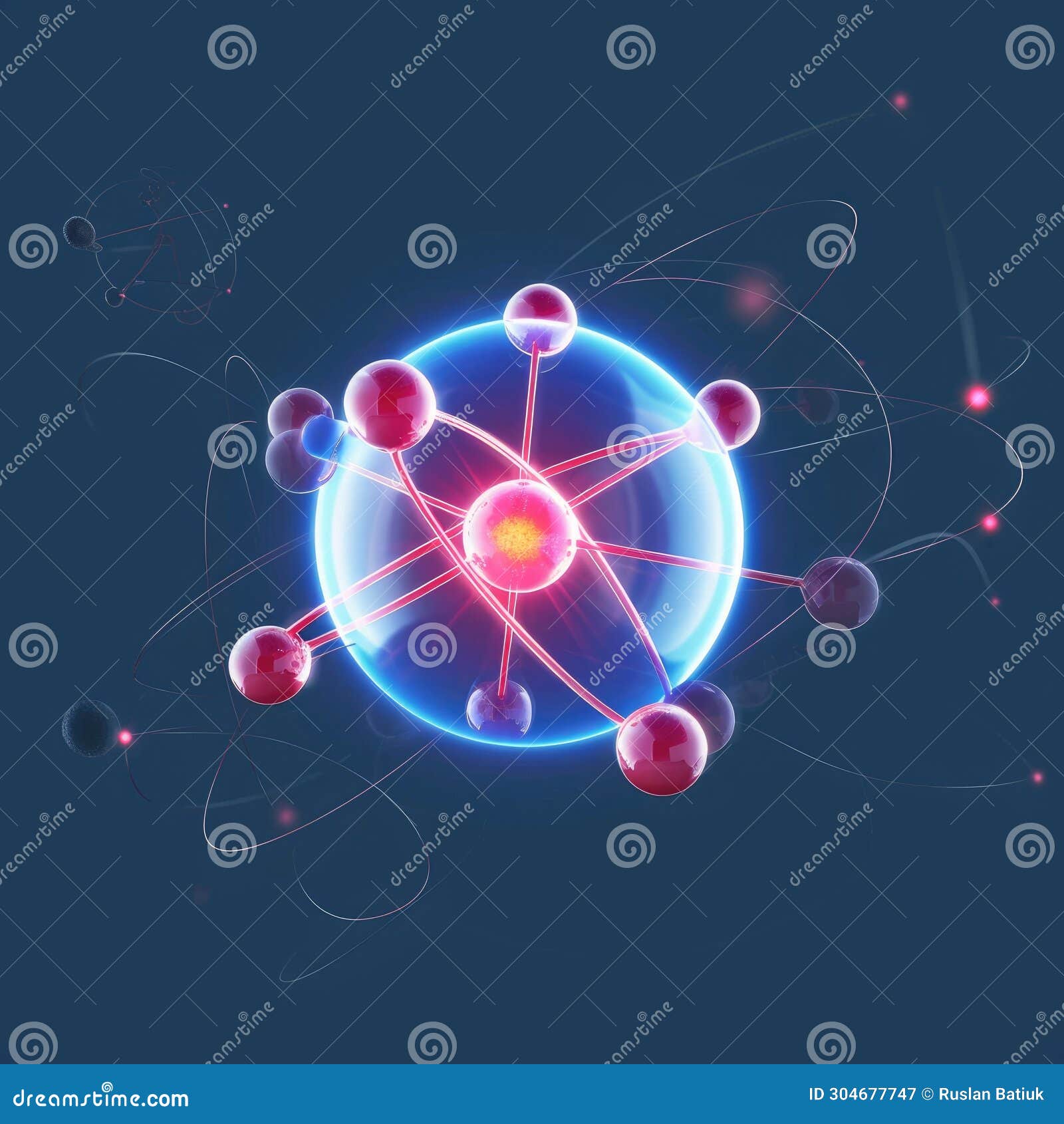 Atomic Dance: Subatomic Realm, Electrons, Neutrons, and Protons Orbit a ...