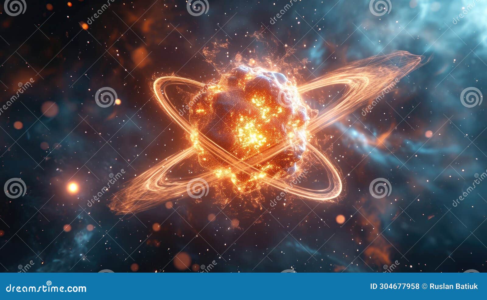 Atomic Dance: Subatomic Realm, Electrons, Neutrons, and Protons Orbit a ...