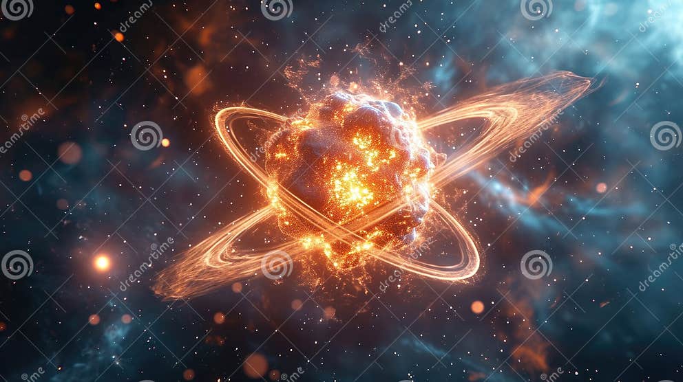 Atomic Dance: Subatomic Realm, Electrons, Neutrons, and Protons Orbit a ...