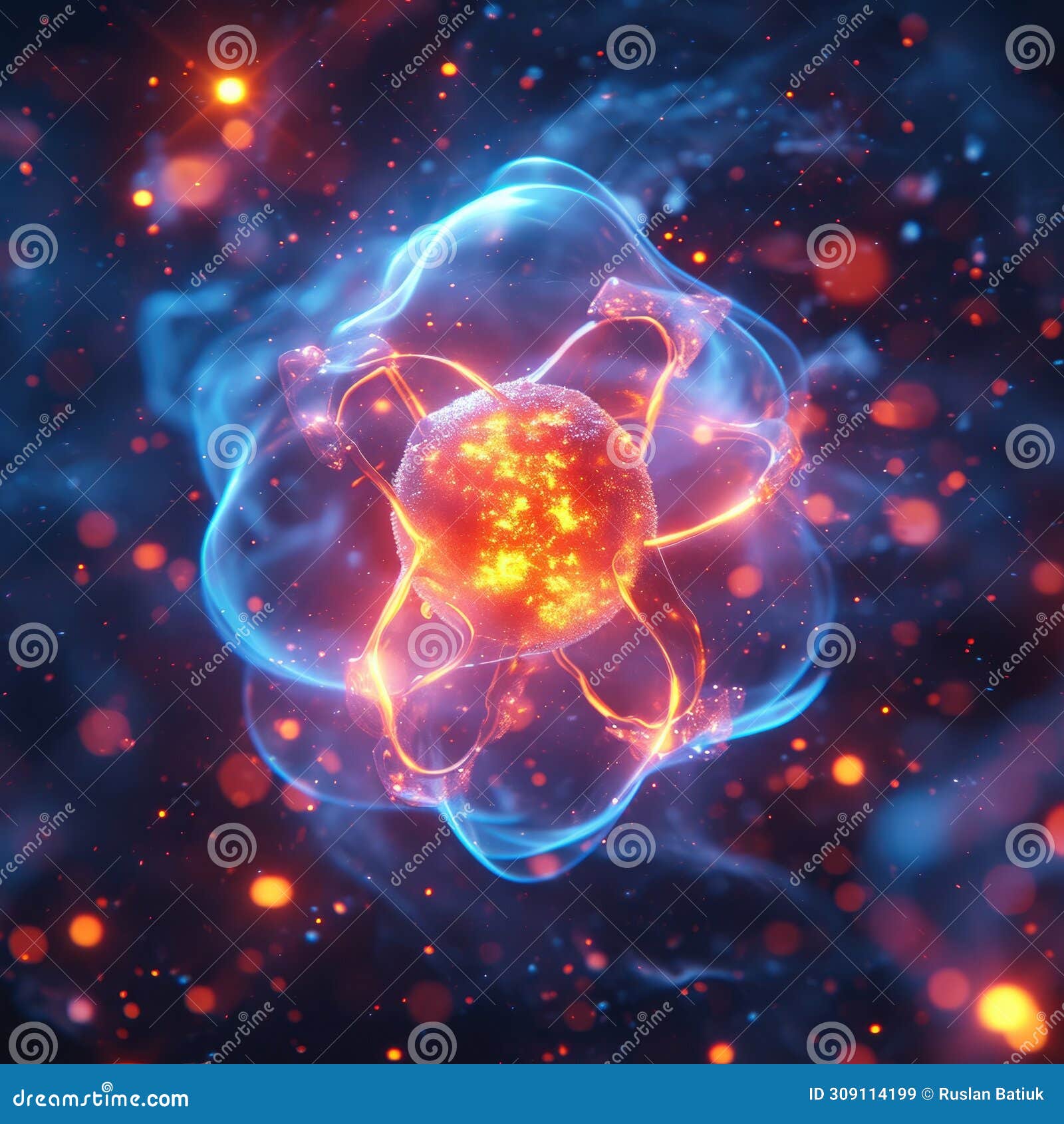 Atomic Dance: Subatomic Realm, Electrons, Neutrons, and Protons Orbit a ...