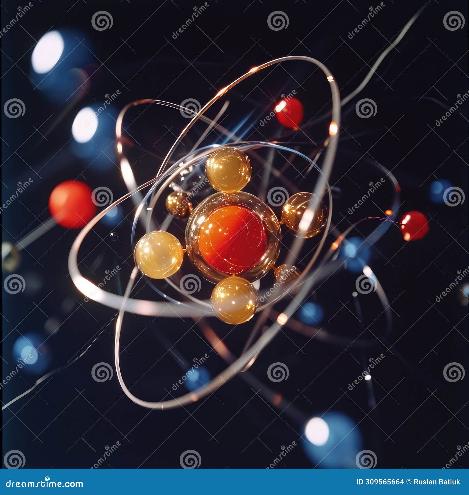 Atomic Dance: Subatomic Realm, Electrons, Neutrons, and Protons Orbit a ...
