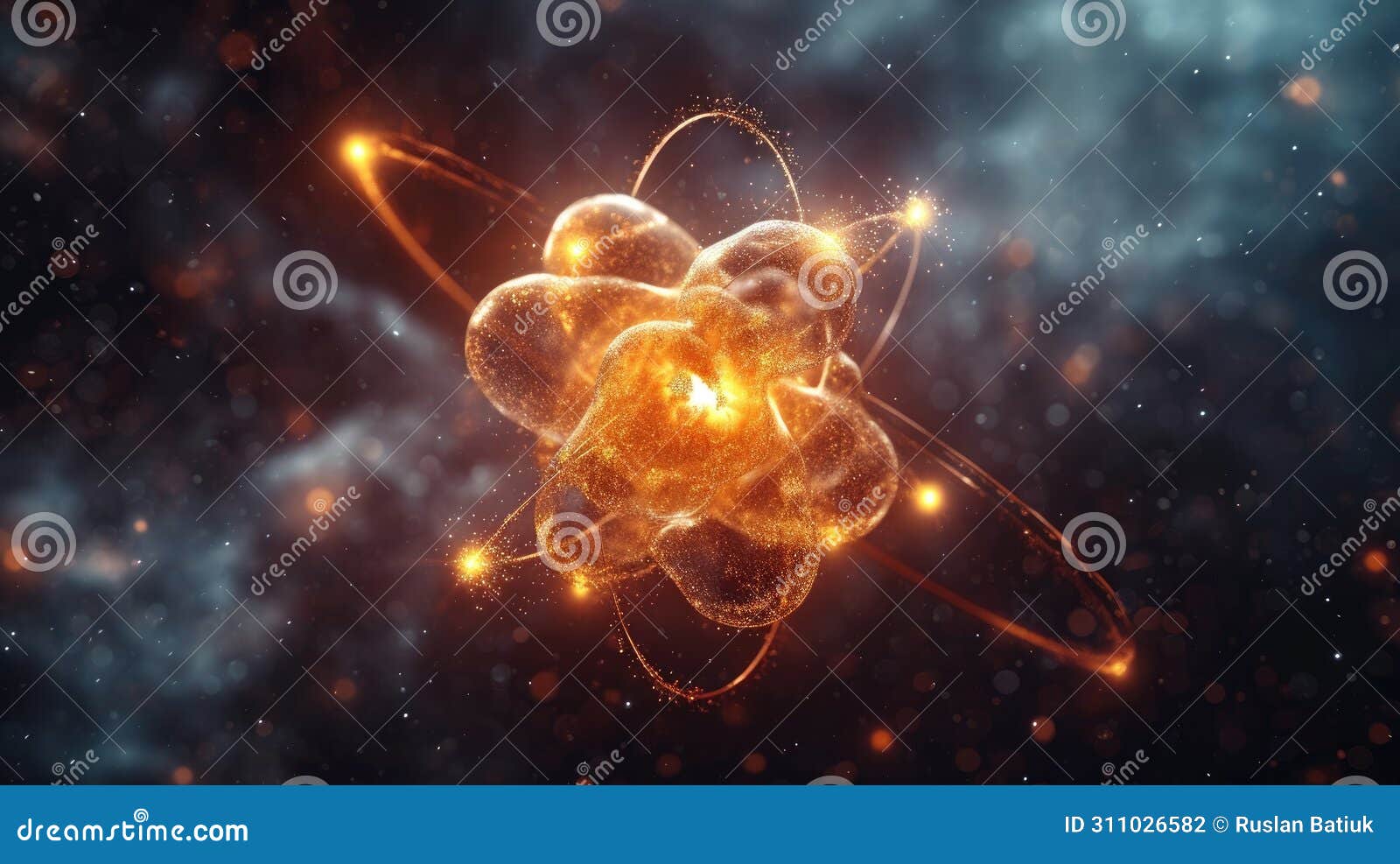 Atomic Dance: Subatomic Realm, Electrons, Neutrons, and Protons Orbit a ...