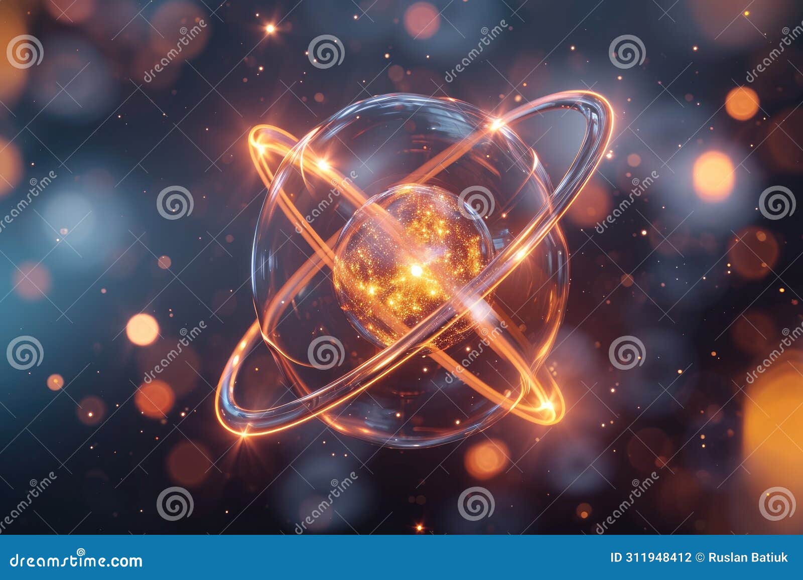 Atomic Dance: Subatomic Realm, Electrons, Neutrons, and Protons Orbit a ...