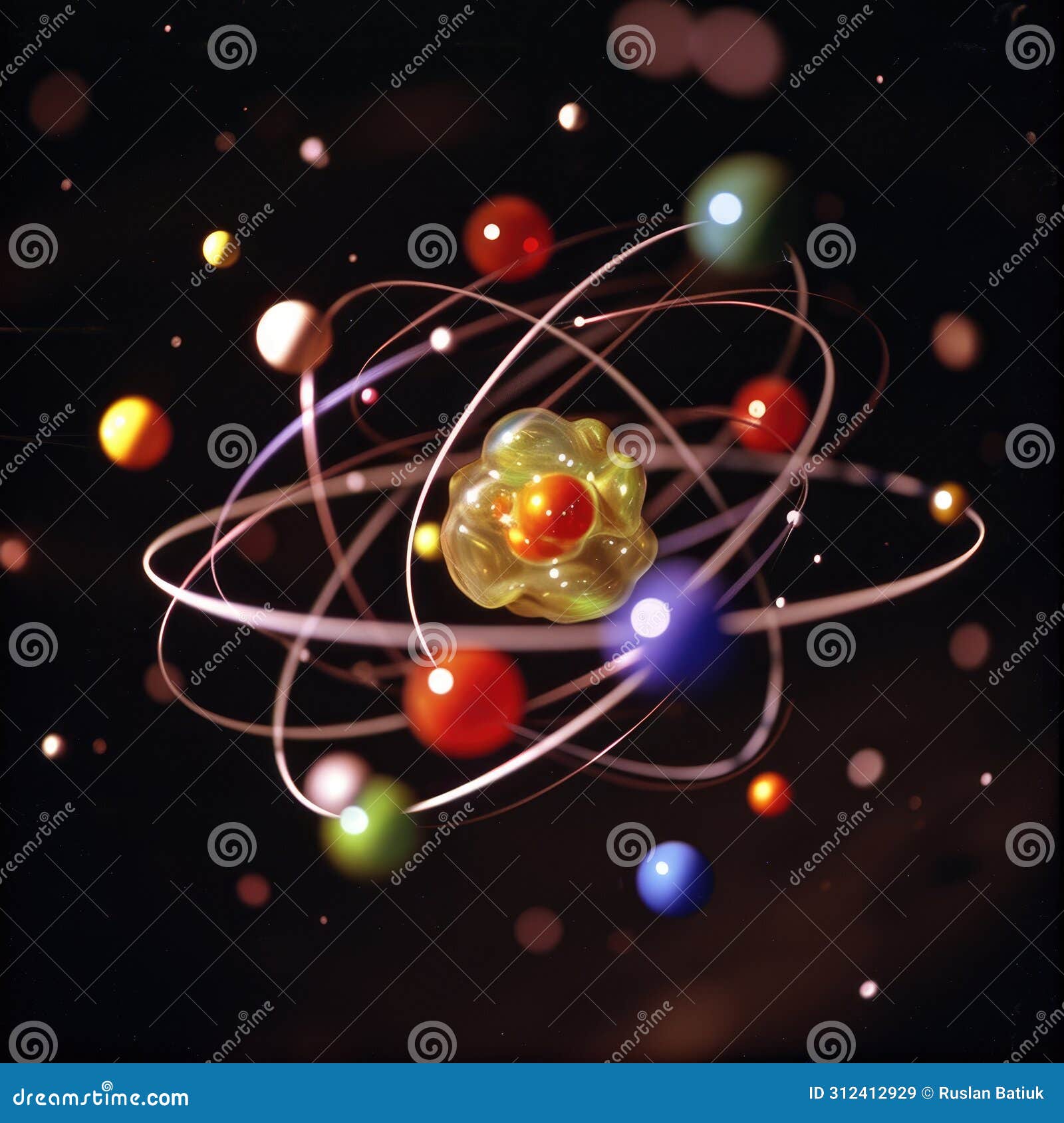 Atomic Dance: Subatomic Realm, Electrons, Neutrons, and Protons Orbit a ...