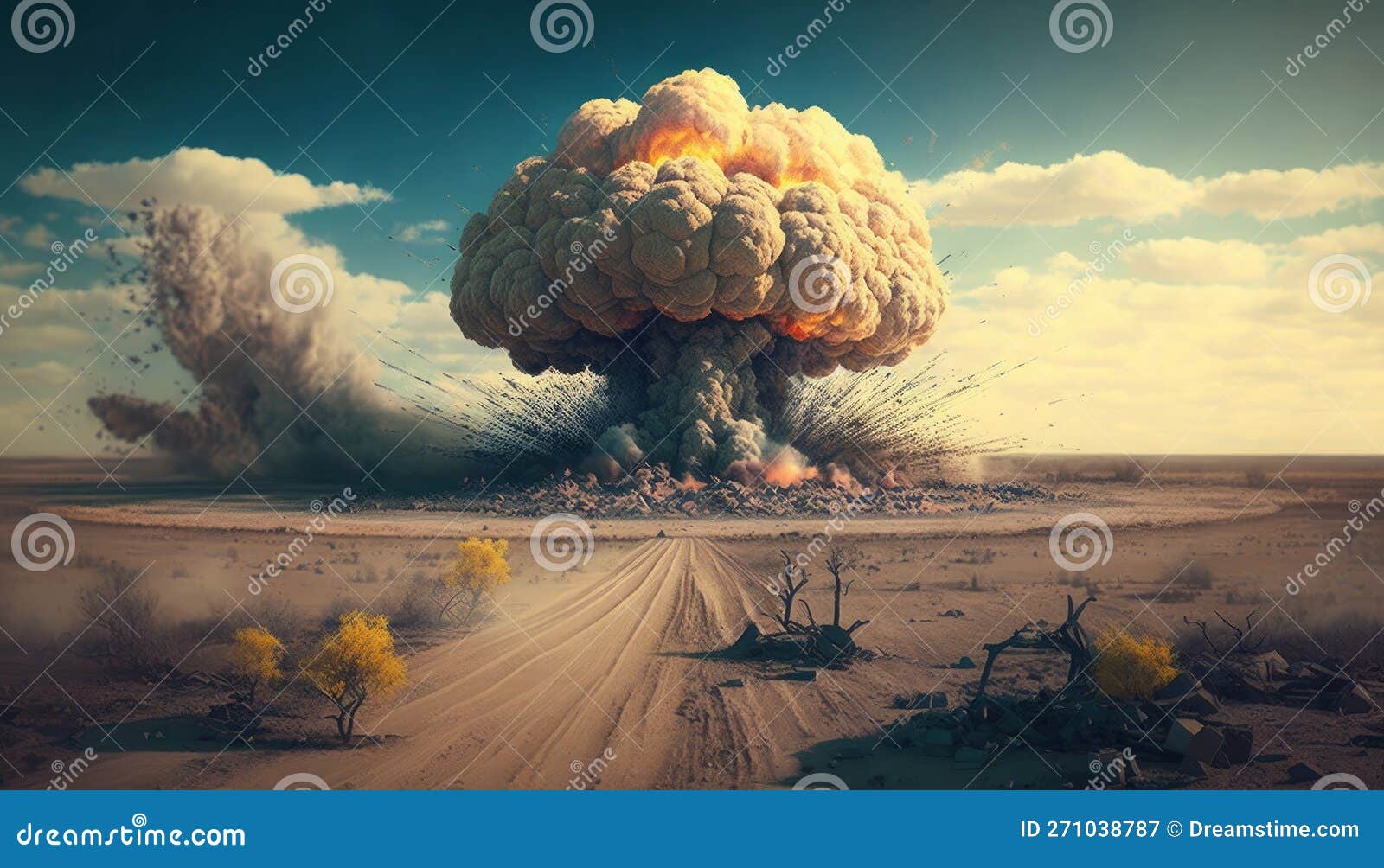 Atomic Explosion in the Desert. Generative AI Stock Illustration ...