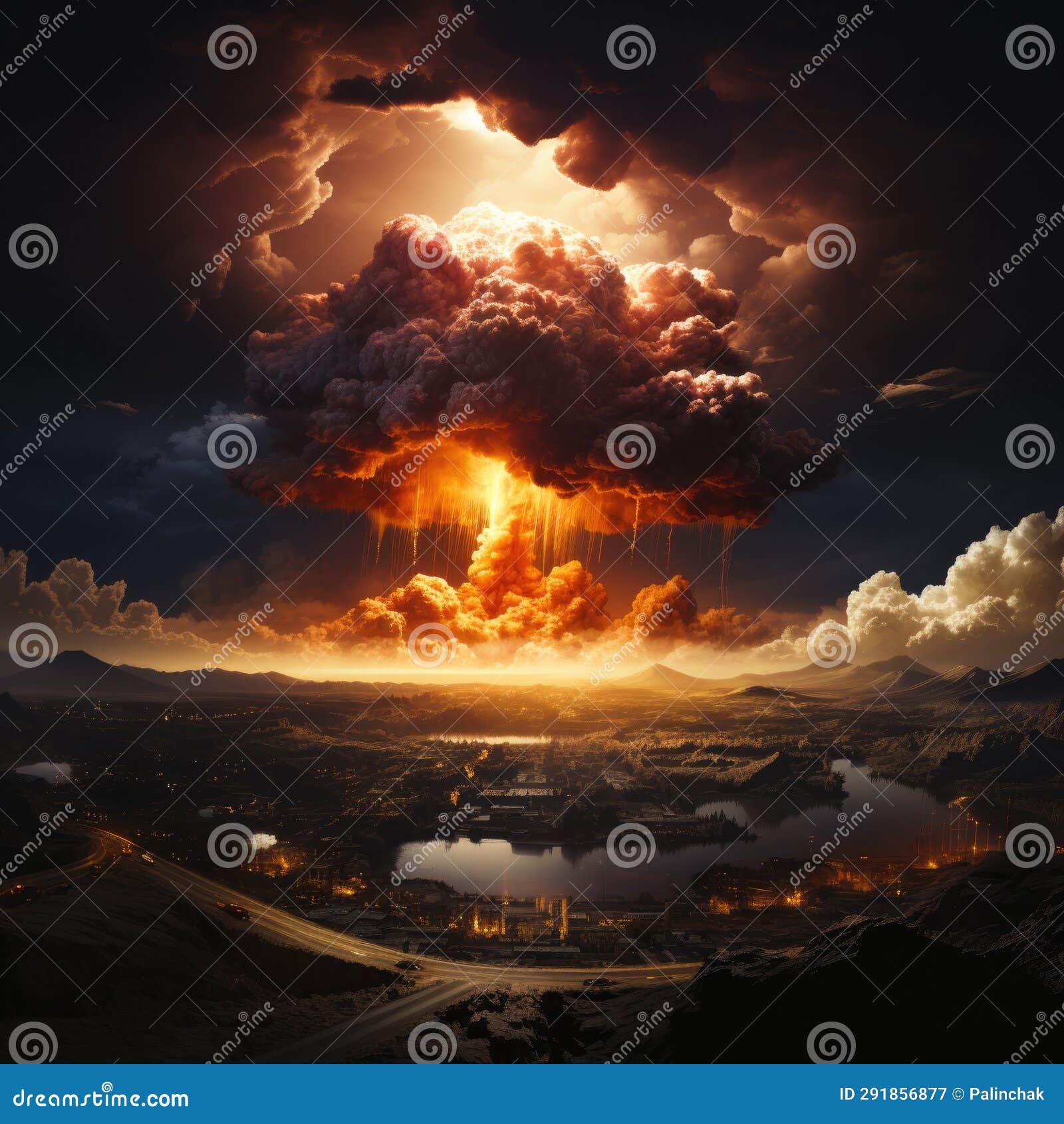 Atomic Explosion of a Nuclear Bomb with a Mushroom Cloud Stock ...