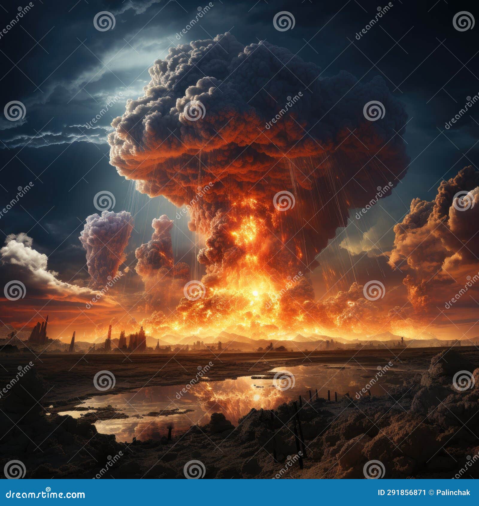 Atomic Explosion of a Nuclear Bomb with a Mushroom Cloud Stock ...
