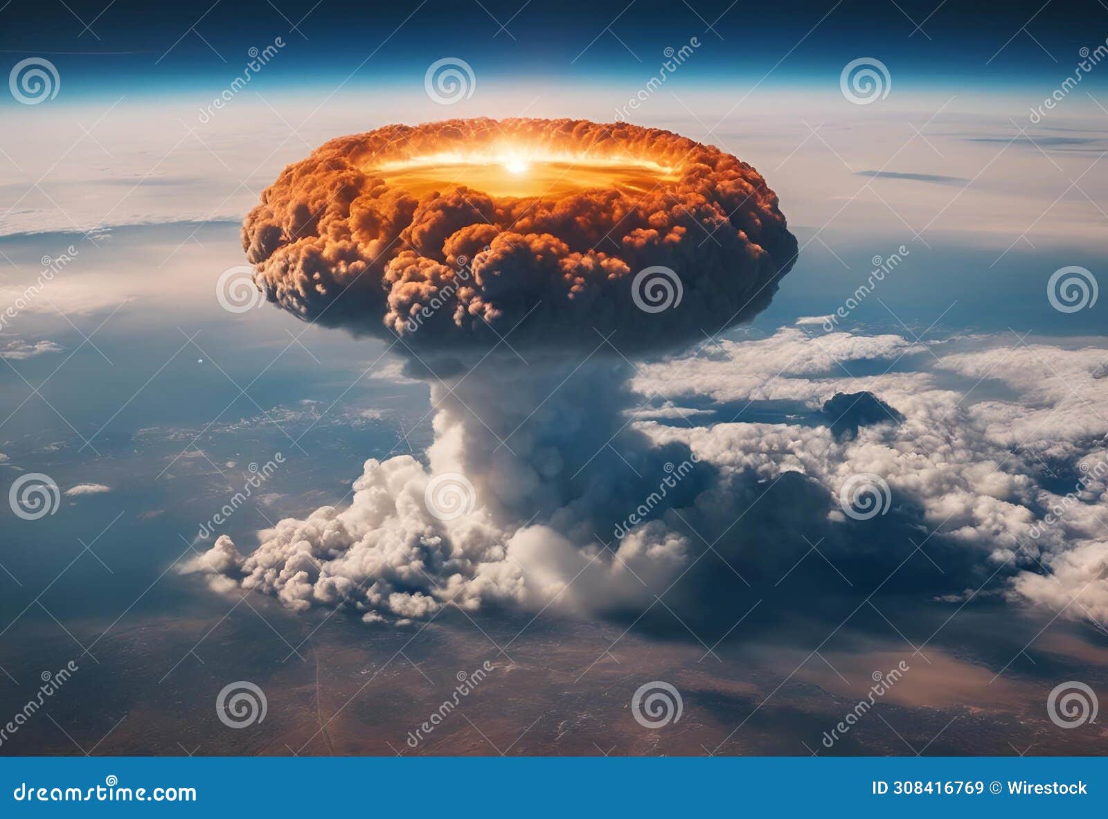 Atomic Explosion Mushroom On Planet Earth Stock Image | CartoonDealer ...