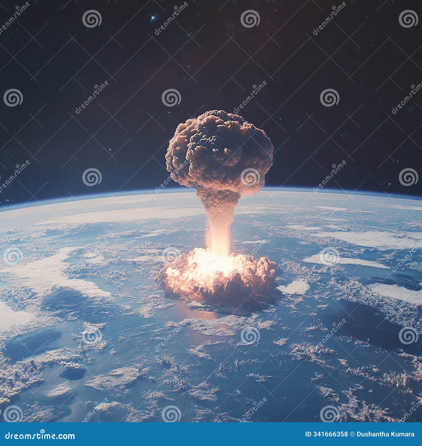 Atomic Explosion from Space with Earth in the Background Stock ...
