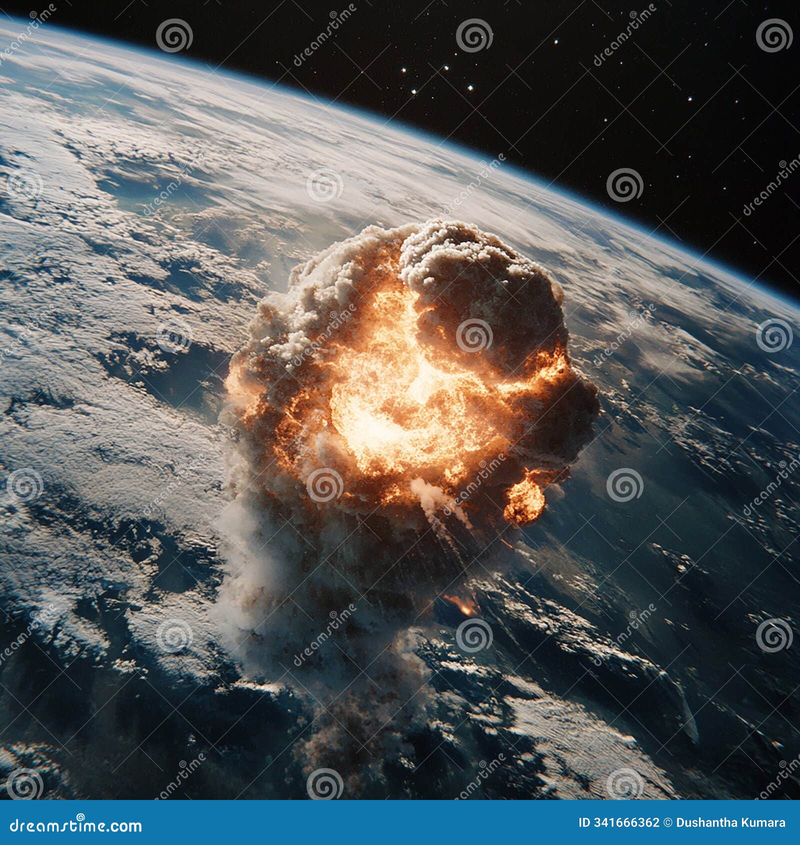 Atomic Explosion from Space with Earth in the Background Stock Illustration - Illustration of ...