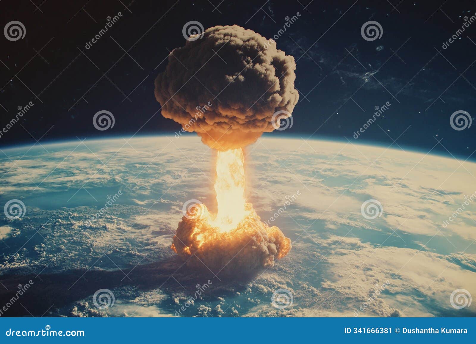 Atomic Explosion from Space with Earth in the Background Stock ...
