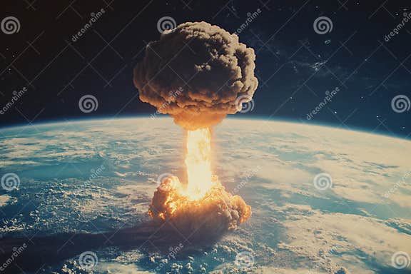 Atomic Explosion from Space with Earth in the Background Stock ...
