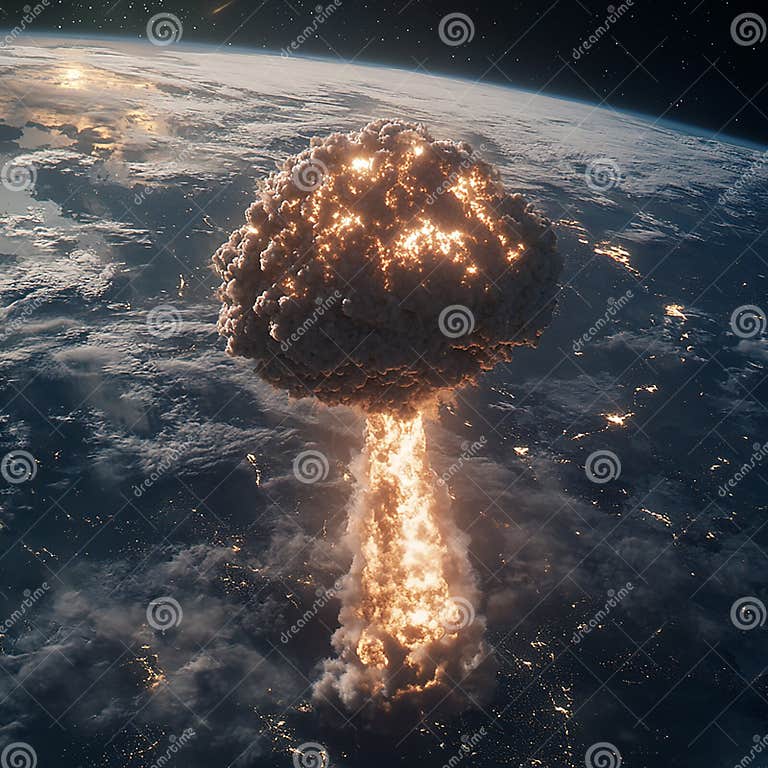 Atomic Explosion from Space with Earth in the Background Stock ...