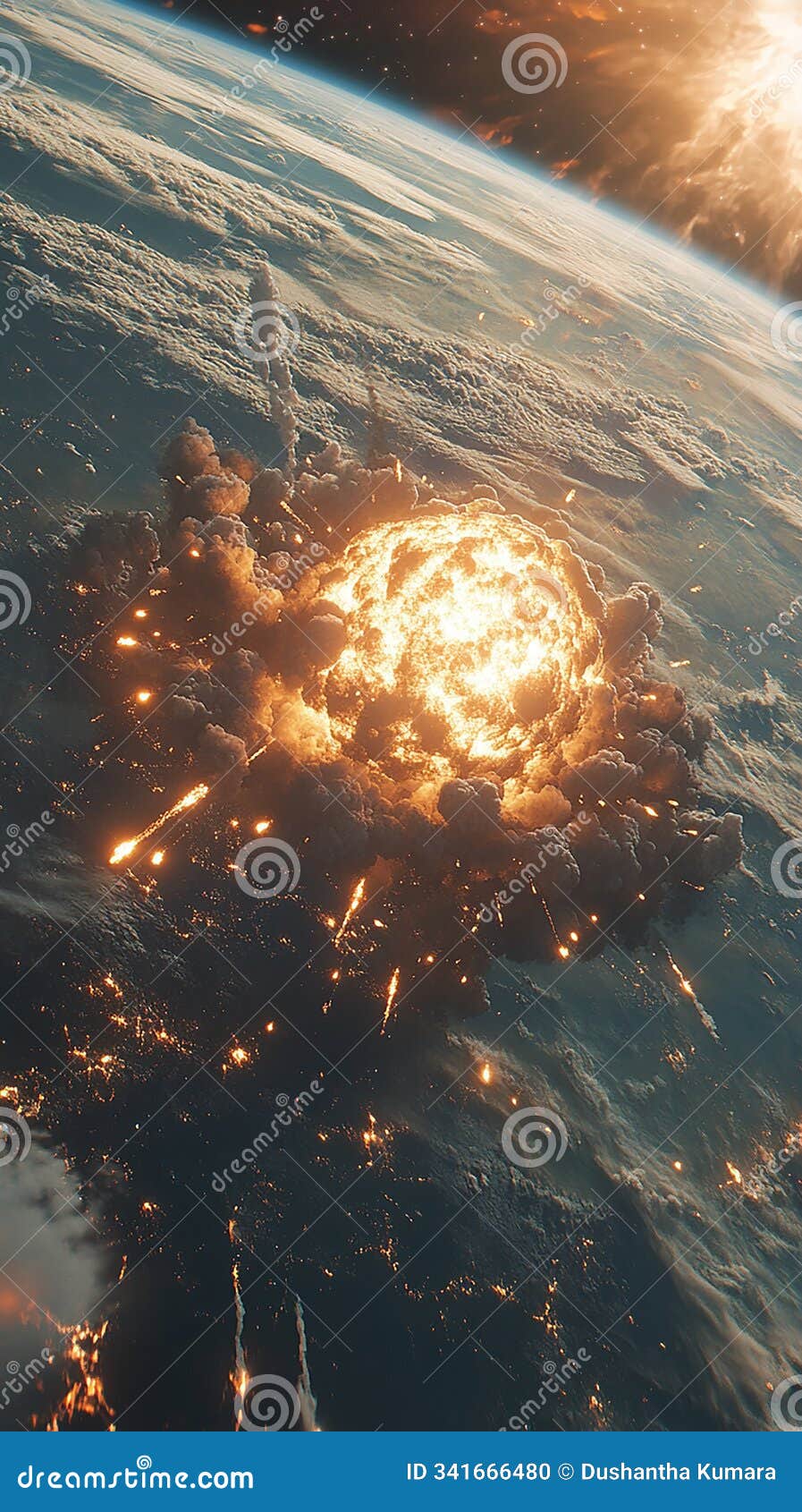 Atomic Explosion from Space with Earth in the Background Stock ...