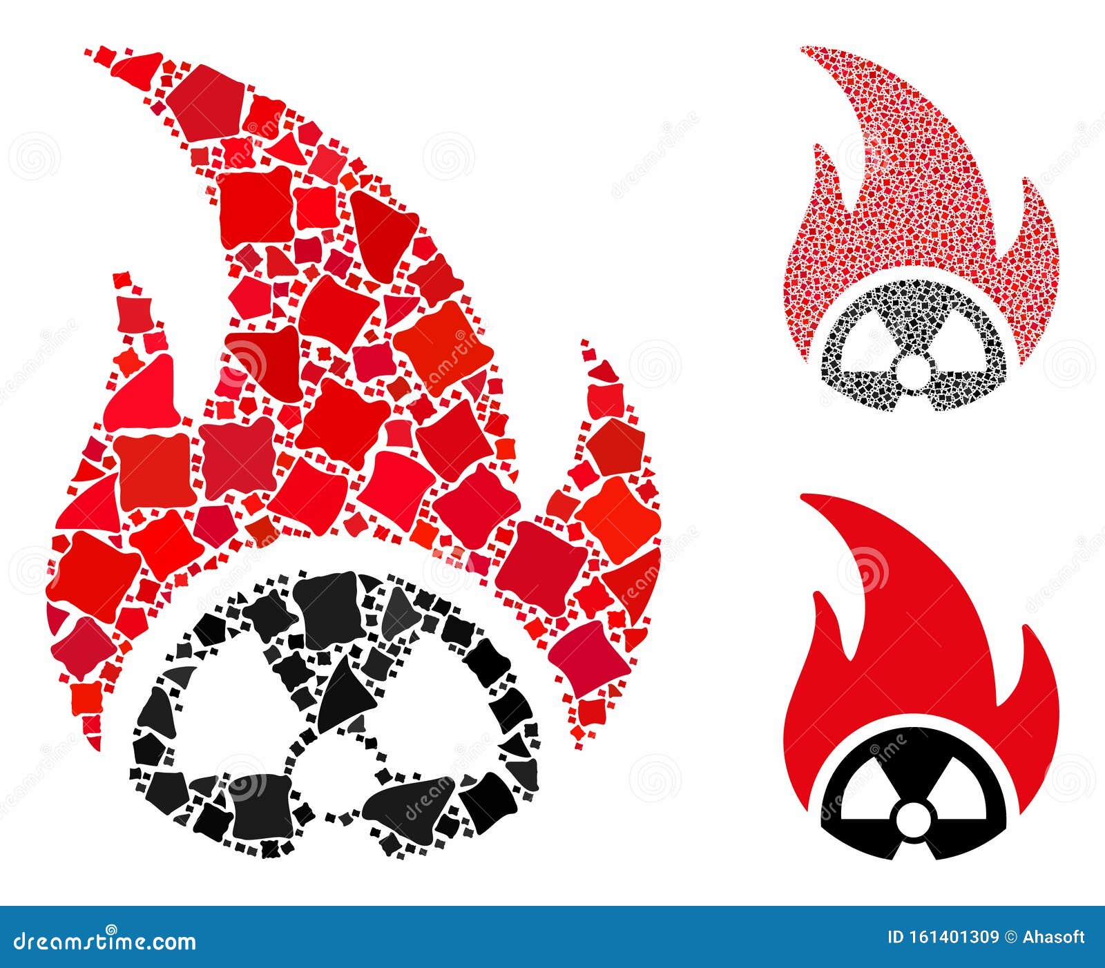 Atomic Fire Composition Icon of Humpy Pieces Stock Vector ...