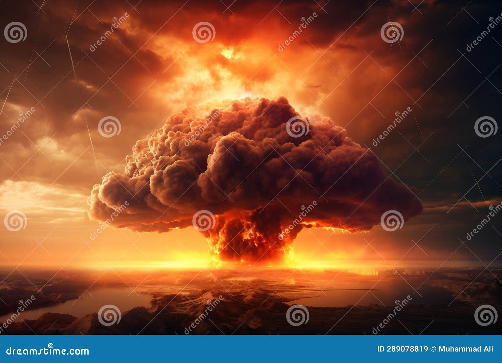 Atomic Fury Unleashed Dramatic Nuclear Explosion. Generative AI Stock ...
