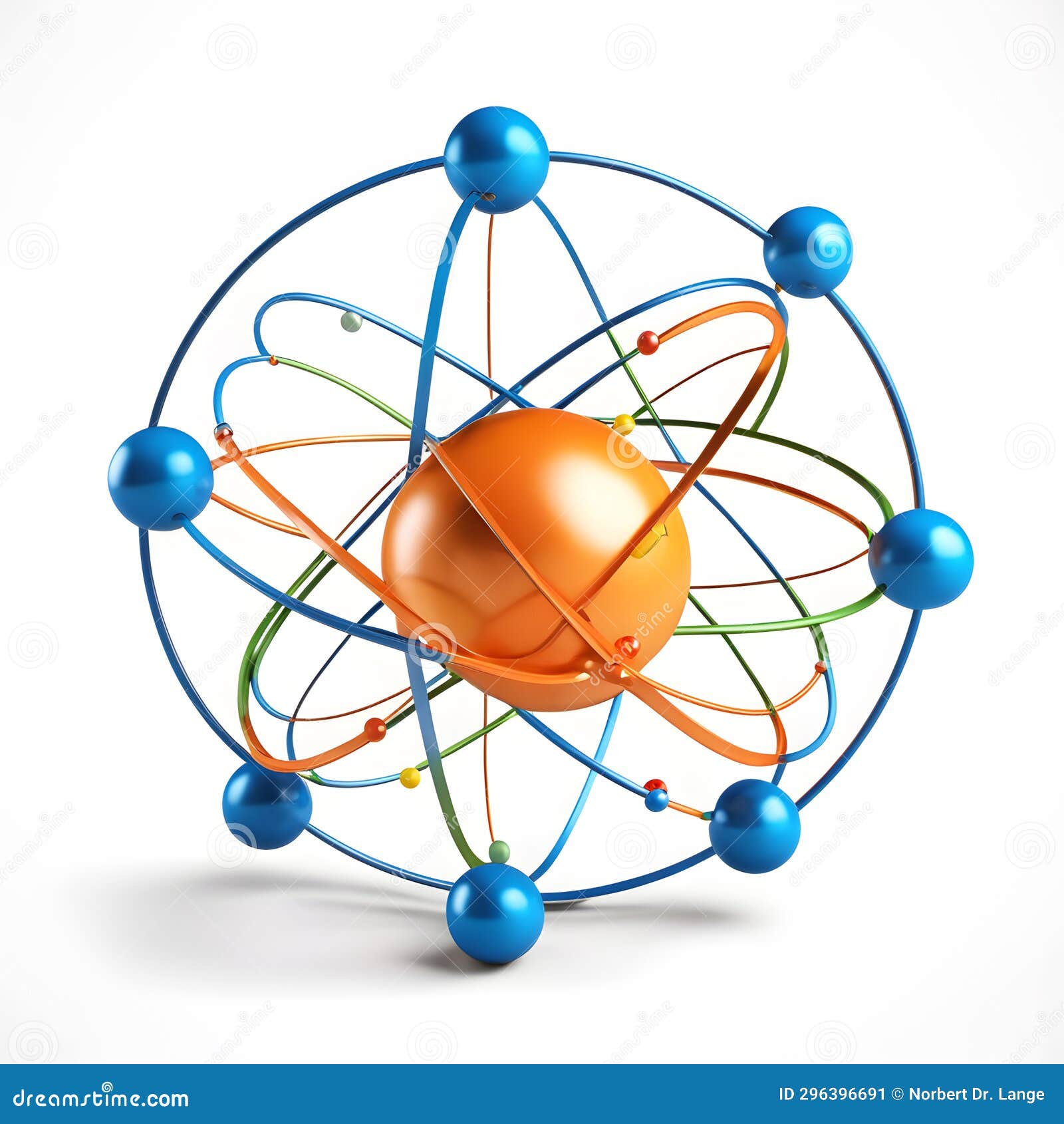 Atomic model, AI-Generatet stock illustration. Illustration of orbits ...