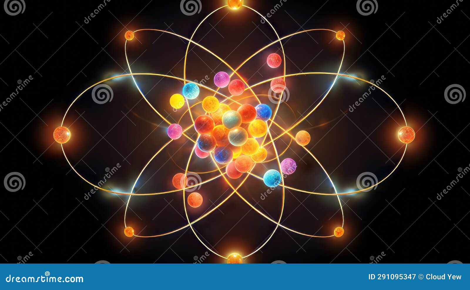 Atomic Model with Protons, Neutrons, and Electrons Stock Illustration ...