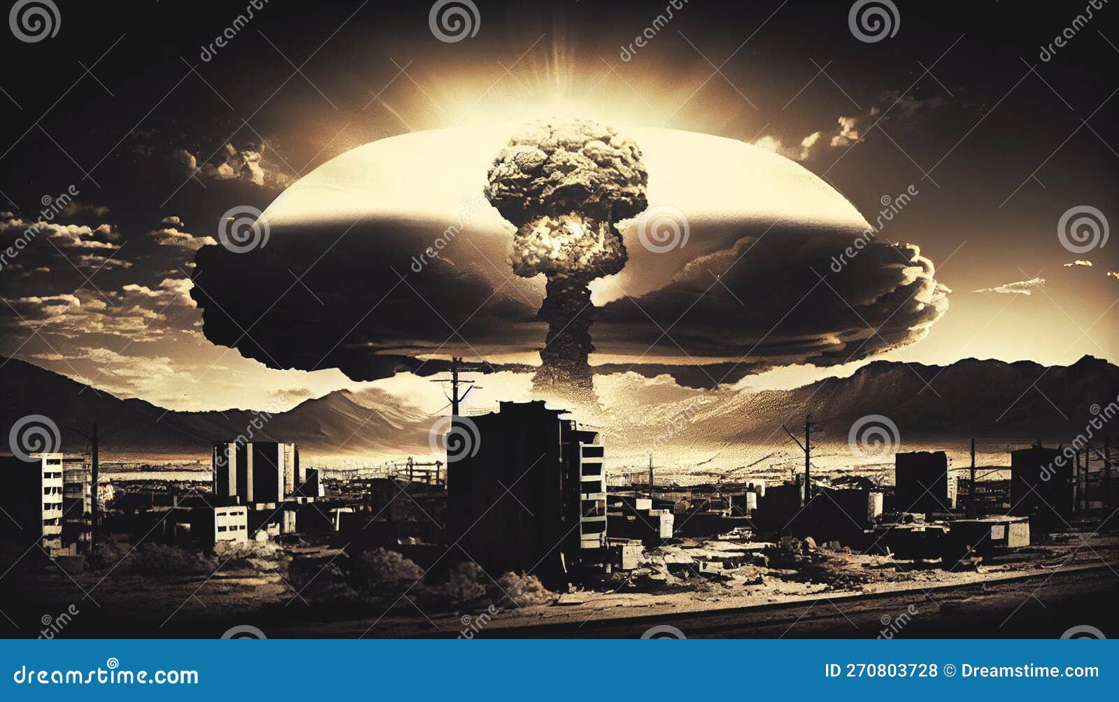 Atomic Nuclear Bomb Explosion Mushroom Cloud Stock Illustration ...