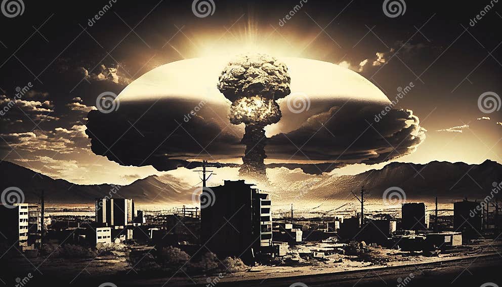 Atomic Nuclear Bomb Explosion Mushroom Cloud Stock Illustration ...