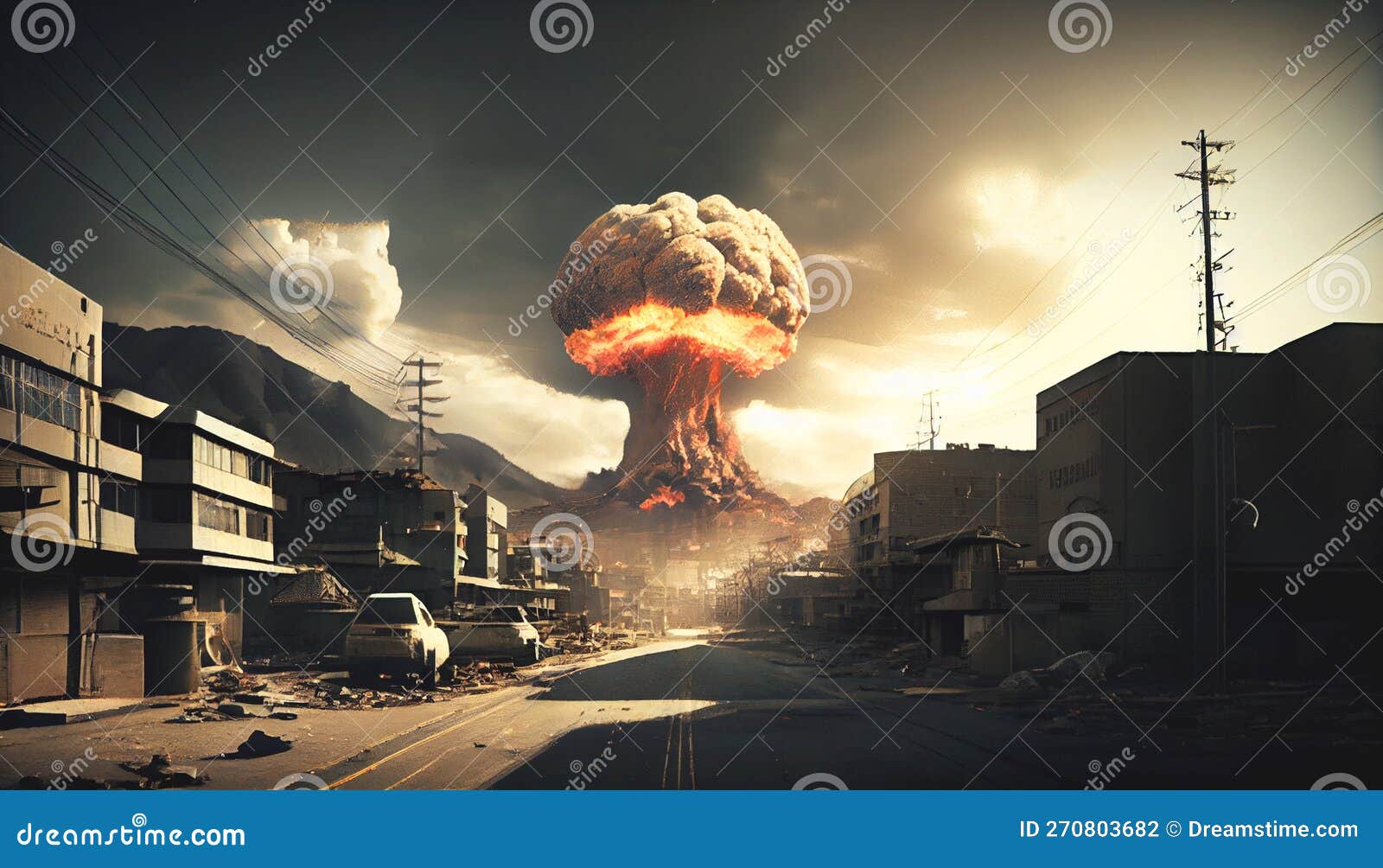Atomic Nuclear Bomb Explosion Mushroom Cloud Stock Illustration ...