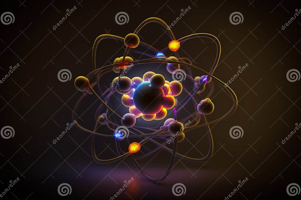 Atomic Nucleus Electrons Neutrons Protons. Model Shows that an Atom is ...