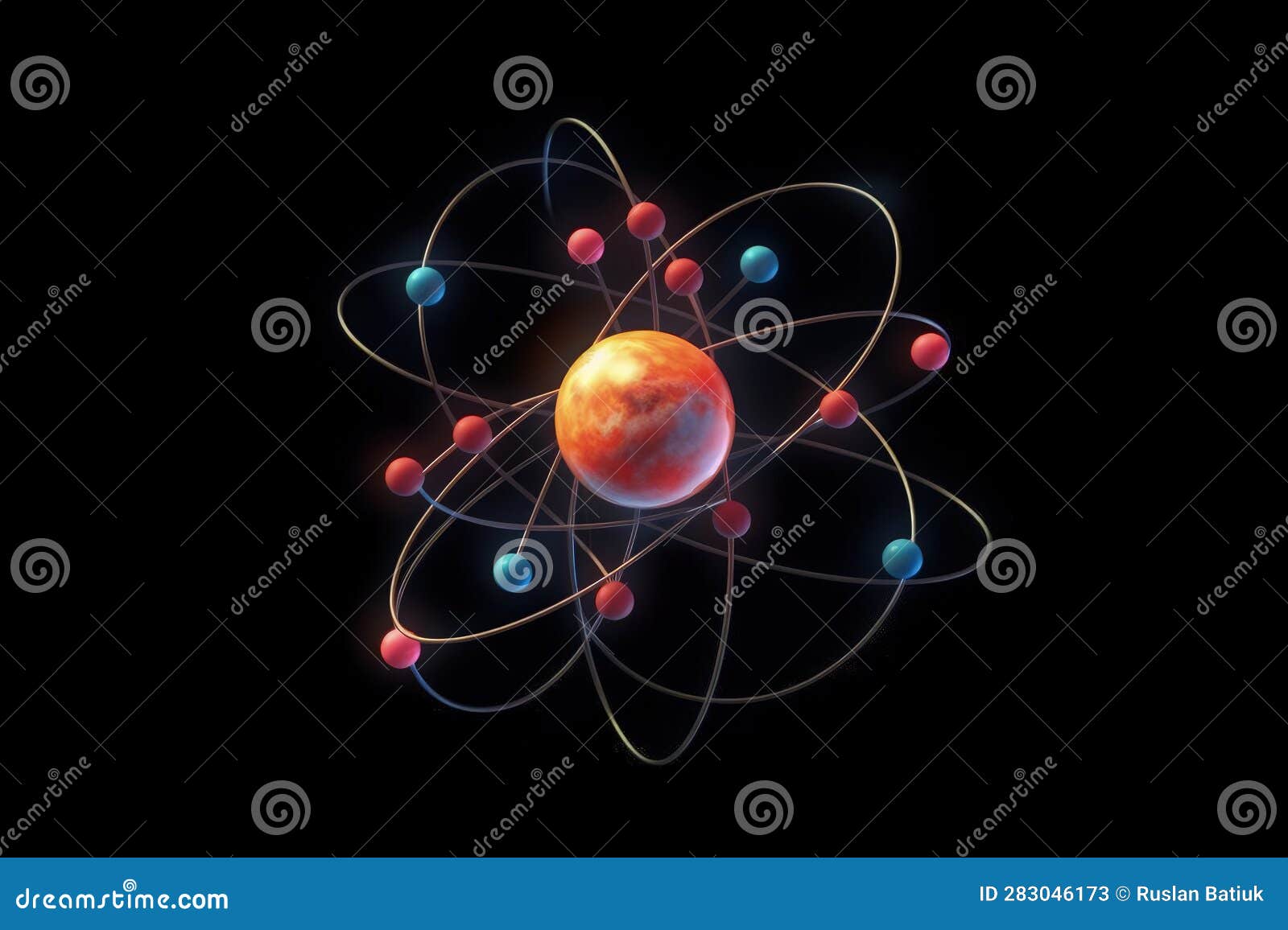 Atomic Nucleus Electrons Neutrons Protons. Model Shows That An Atom Is ...