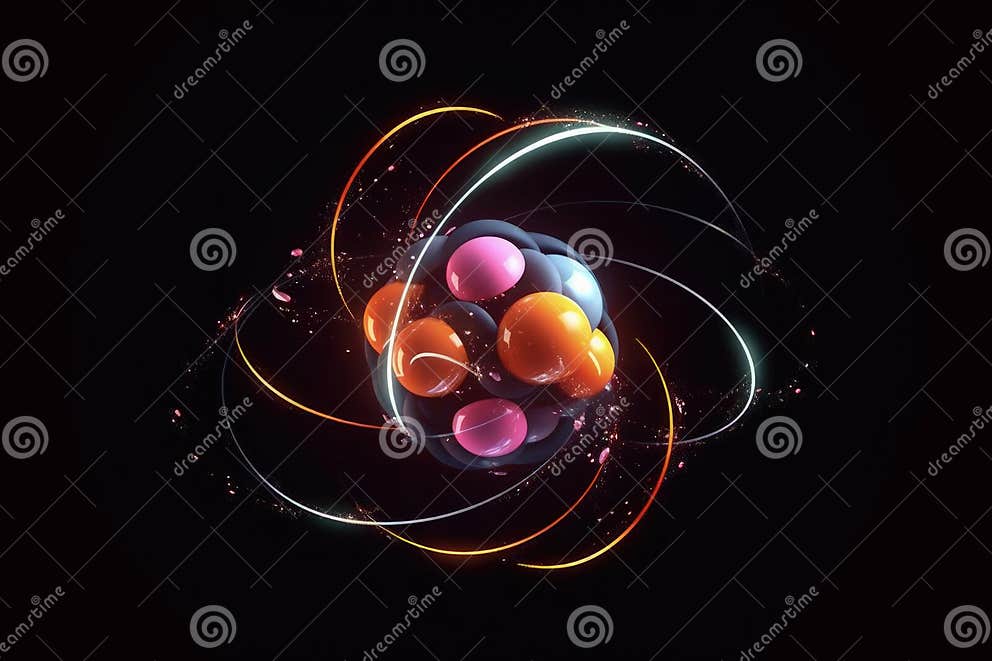 Atomic Nucleus Electrons Neutrons Protons. Model Shows that an Atom is ...
