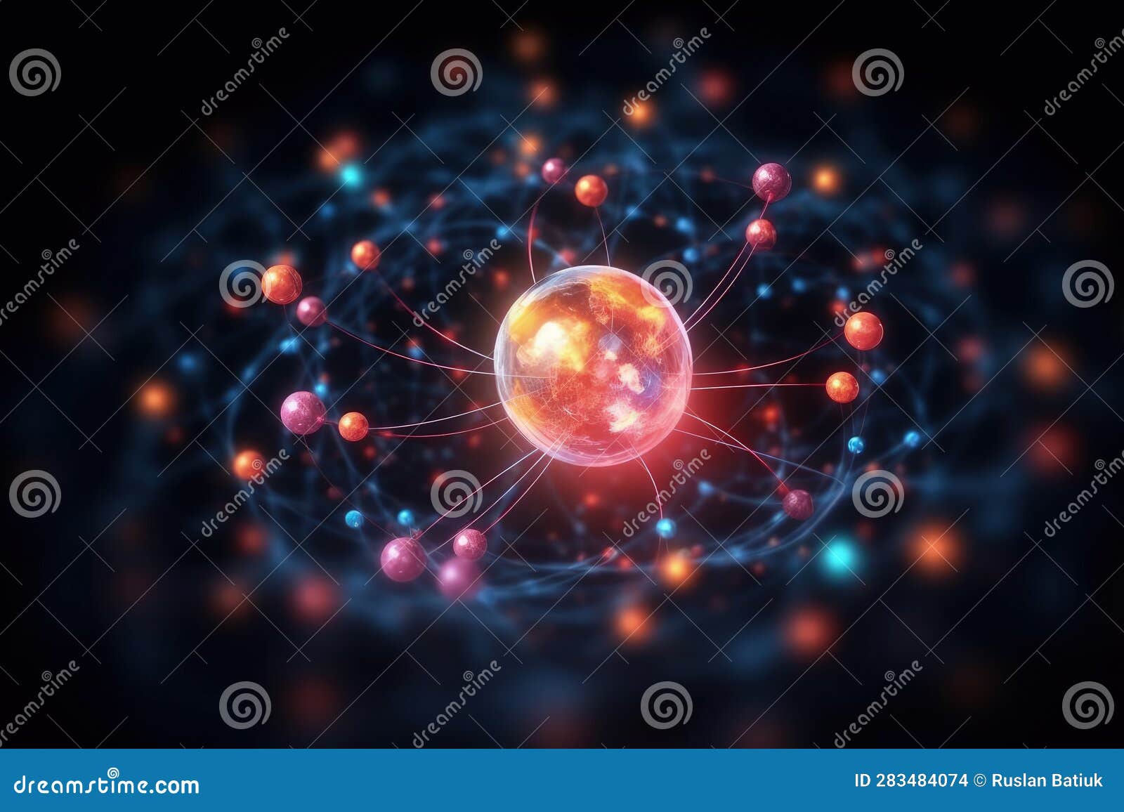 Atomic Nucleus Electrons Neutrons Protons. Model Shows that an Atom is ...