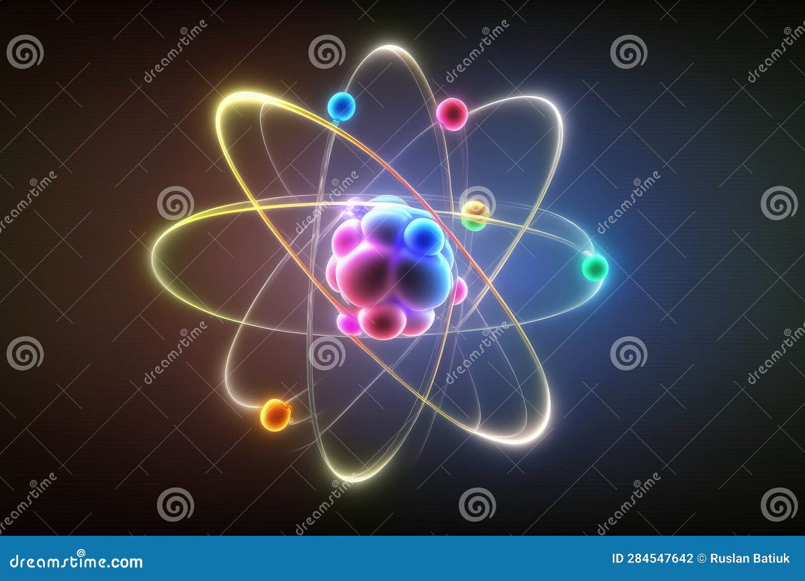 Atomic Nucleus Electrons Neutrons Protons. Model Shows That An Atom Is ...