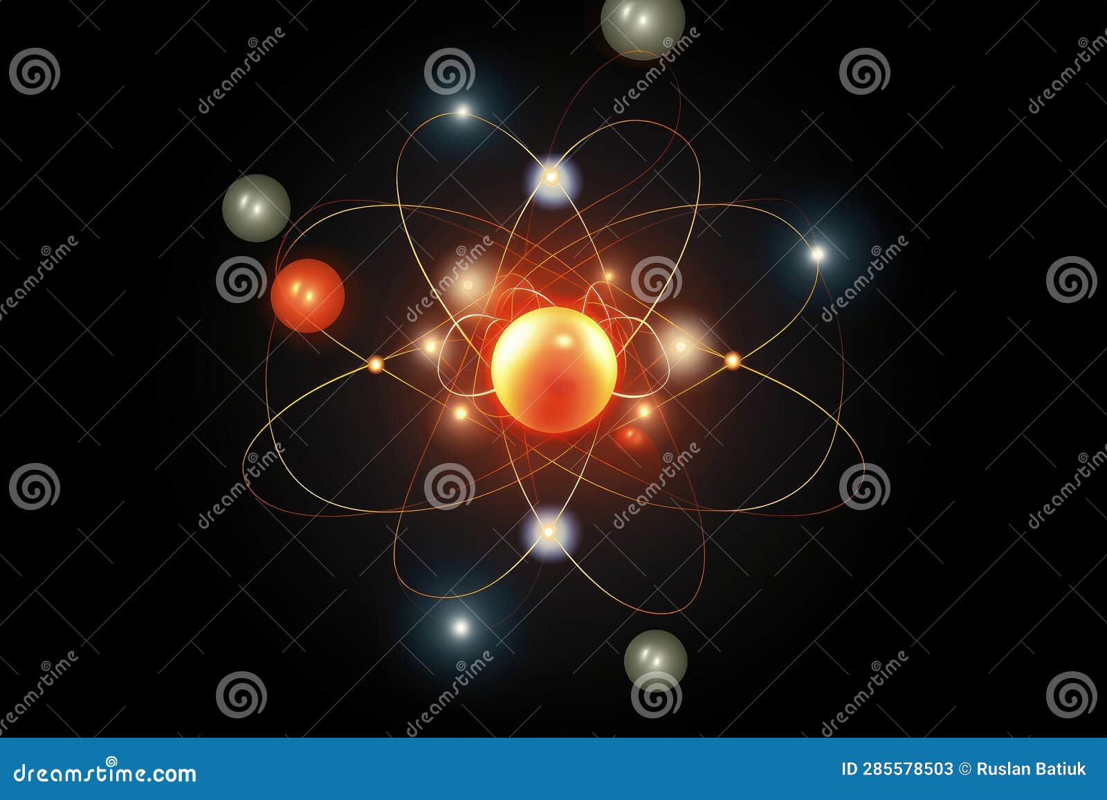Atomic Nucleus Electrons Neutrons Protons. Model Shows that an Atom is ...
