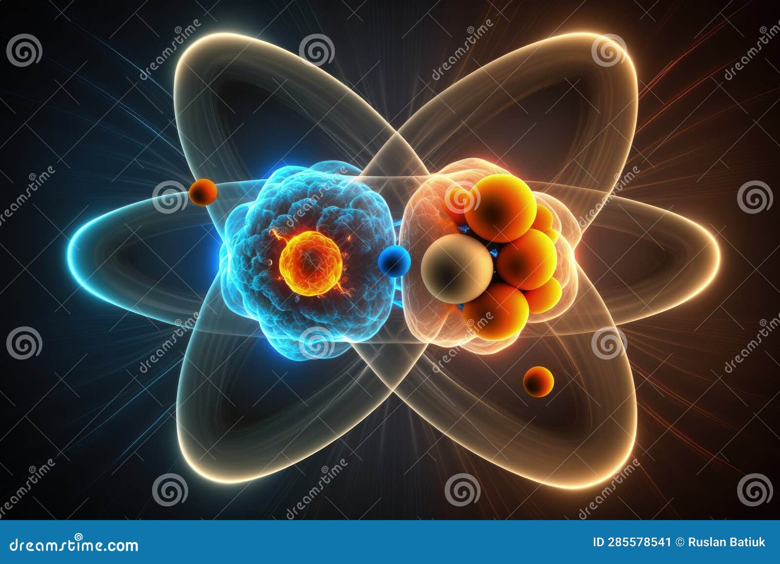 Atomic Nucleus Electrons Neutrons Protons. Model Shows that an Atom is ...