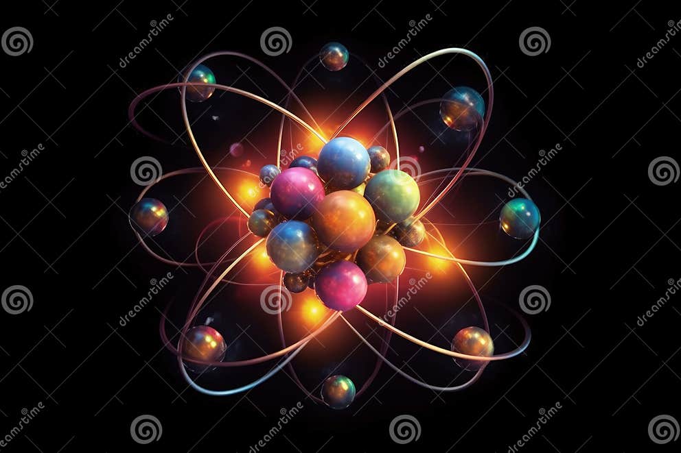 Atomic Nucleus Electrons Neutrons Protons. Model Shows that an Atom is ...
