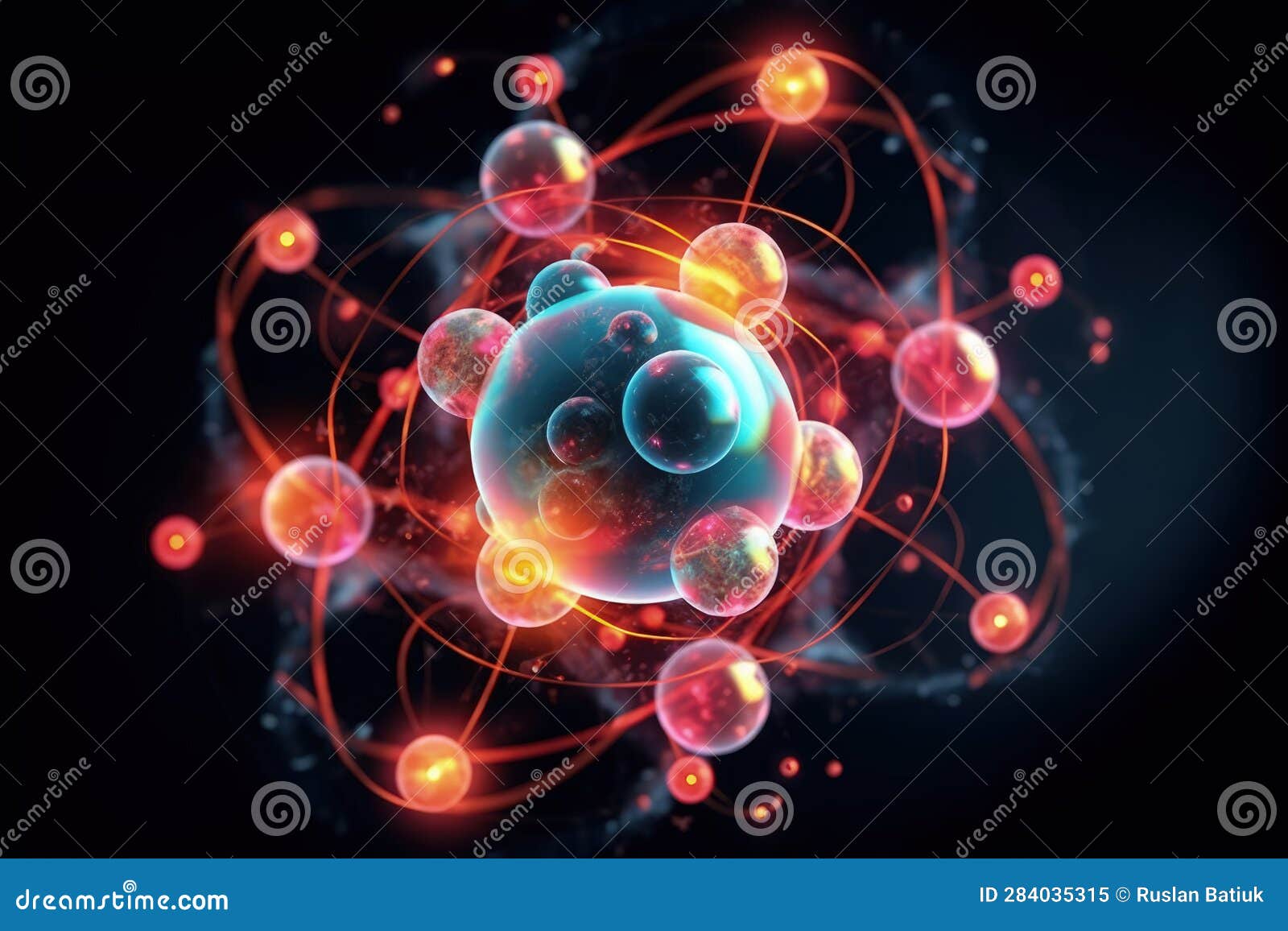 Atomic Nucleus Electrons Neutrons Protons. Model Shows that an Atom is ...
