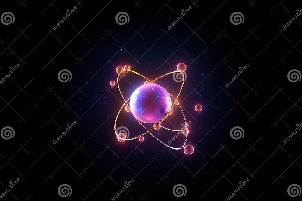 Atomic Nucleus Electrons Neutrons Protons. Model Shows that an Atom is ...