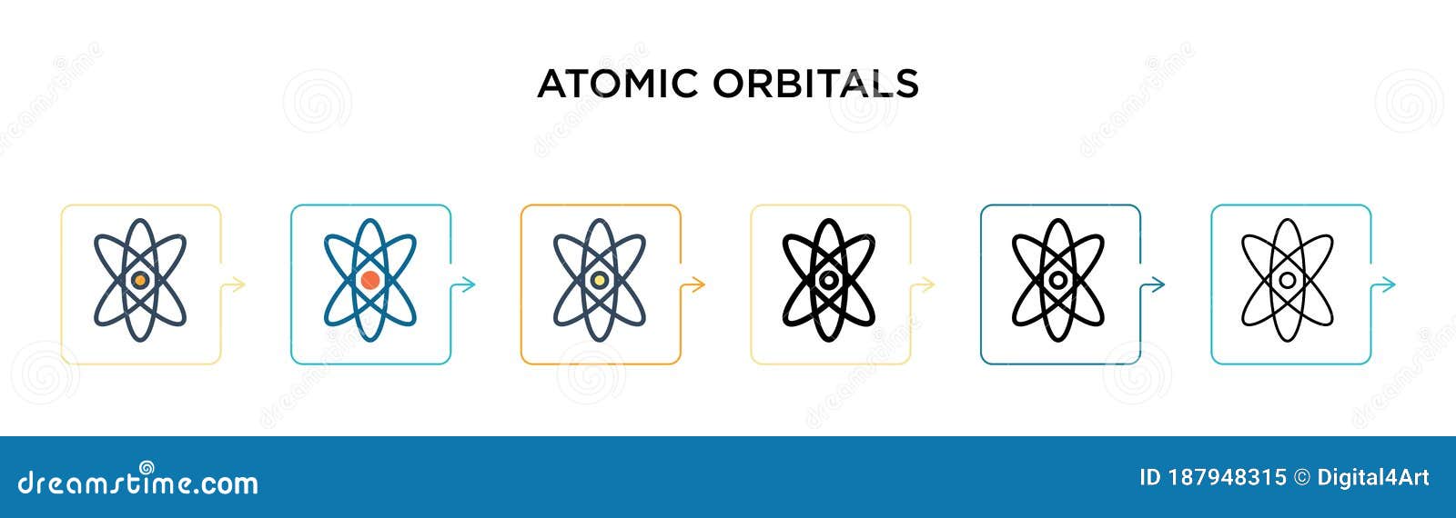 Atomic Orbitals Vector Icon In 6 Different Modern Styles. Black, Two ...