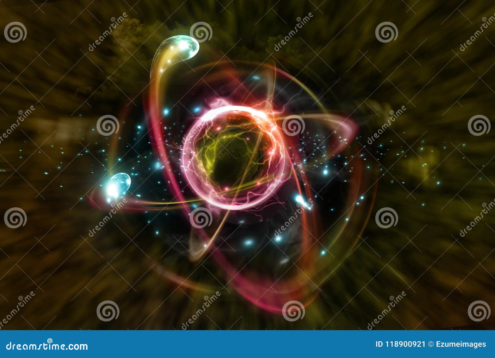 Atomic Particle 3D Illustration Stock Illustration - Illustration of ...