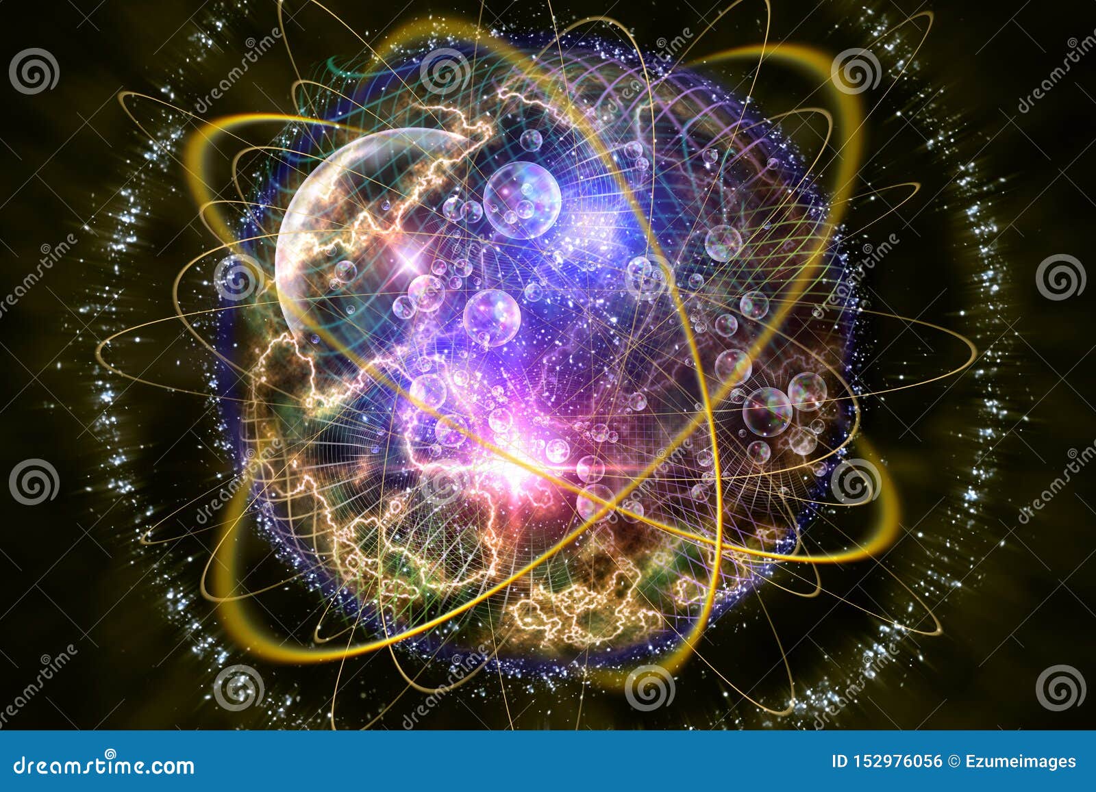 Atomic Particle 3D Illustration Stock Illustration - Illustration of ...